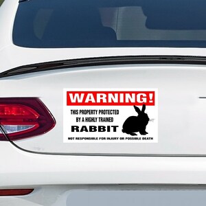 Warning Rabbit Sticker 4x8 Inch , Rabbit Decal, Funny Sticker - Etsy