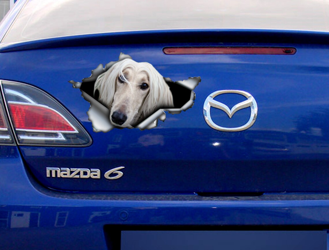 Afghan Hound Car Decal, Afghan Hound Magnet, White Afghan Hound Sticker ...