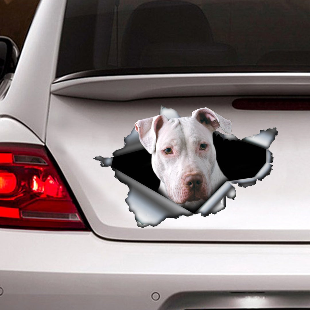 White Pitbull Sticker , Pitbull Magnet, Car Sticker , Vinyl Decal ...