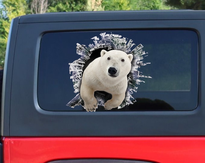 Polar Bear Window Sticker Brocken Window Car Decal White - Etsy
