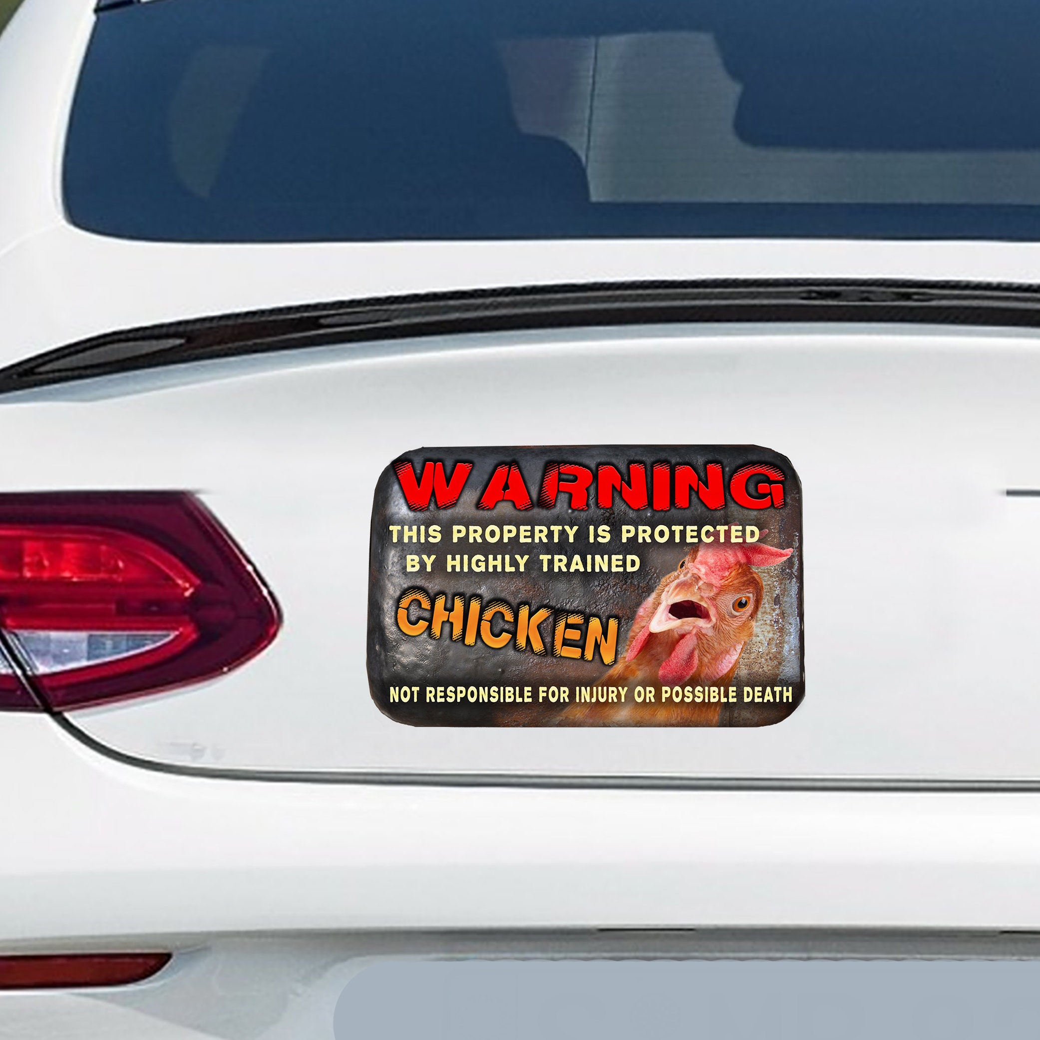 Warning DECAL / MAGNET Chicken, Brown Hen Decal - Etsy