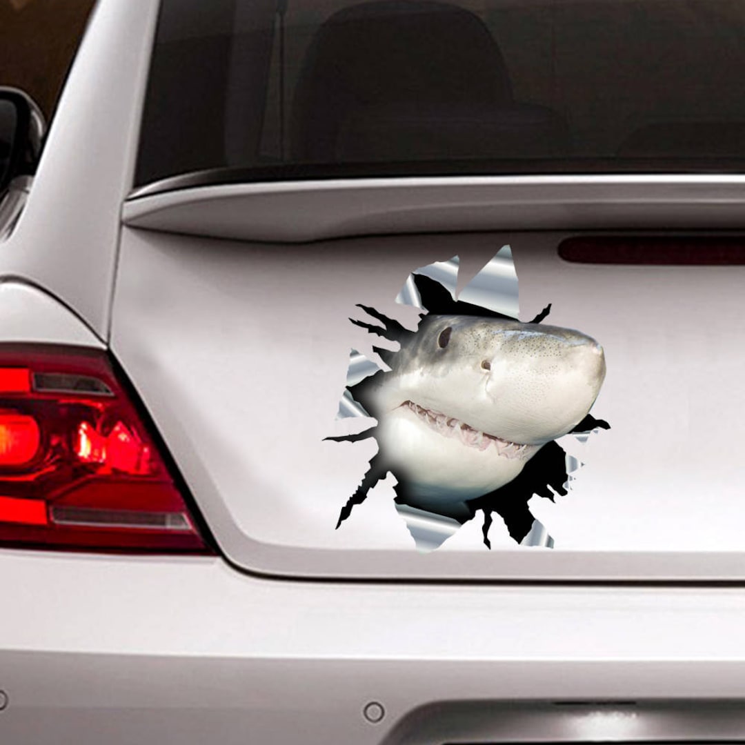 Shark Car Sticker, 3d Decal, Funny Sticker - Etsy