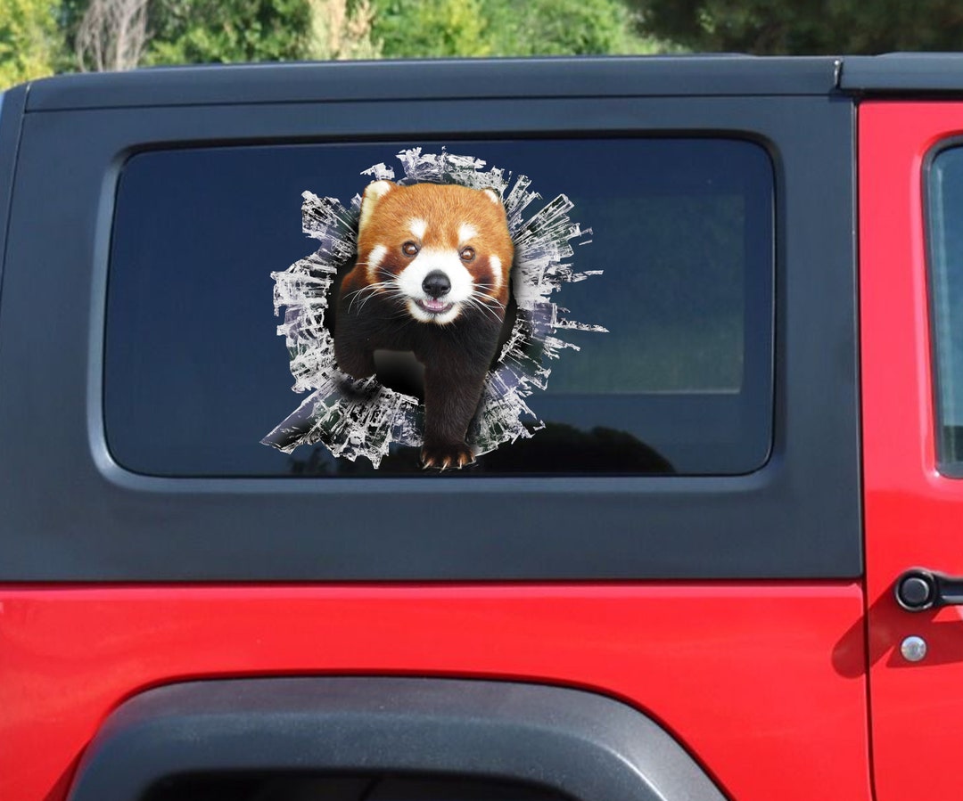Red Panda Window Sticker, Brocken Window Car Decal, Red Panda Decal - Etsy