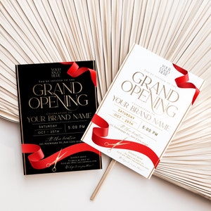 Elegant Grand Opening Invitation Template: Gold Ribbon Cutting (digital ...