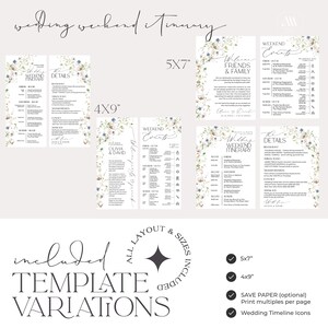 Wildflower Wedding Itinerary Template 4x9, Wedding Weekend Itinerary ...