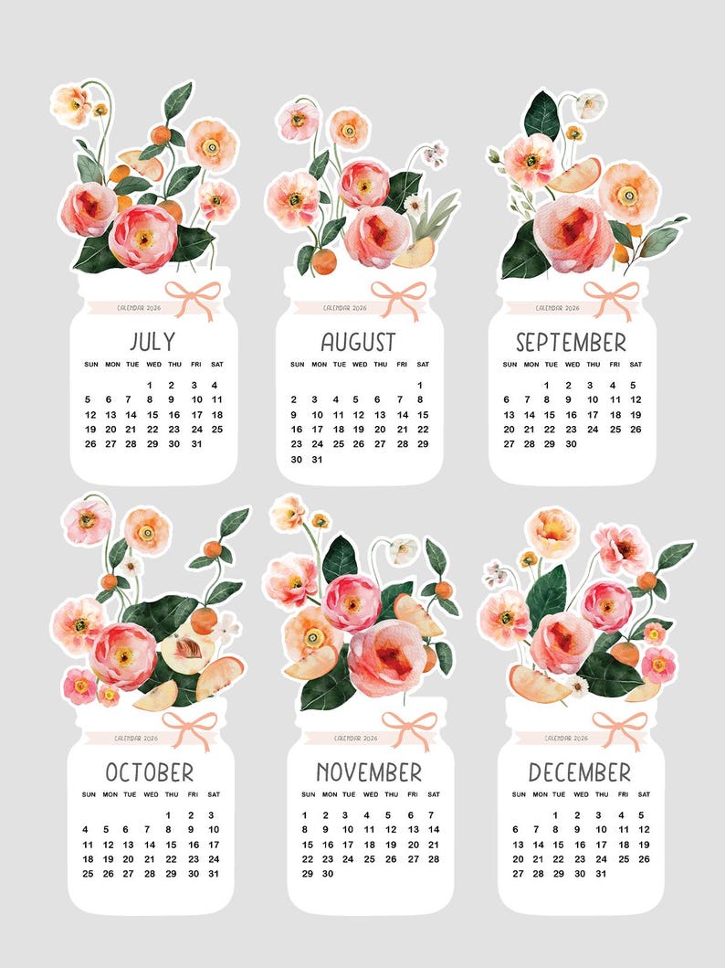 Citrus Floral 2026 Desk Calendar Printable, Monthly Planner, Watercolor ...