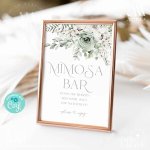 Greenery Mimosa Bar Sign Printable Mimosas Bar Signs Mimosa - Etsy