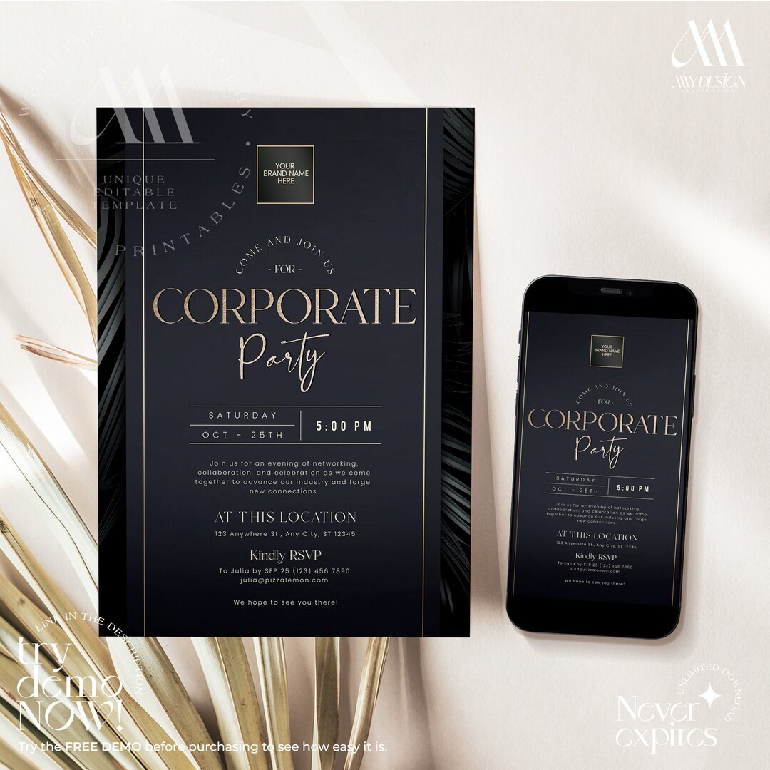 Corporate Party Invitation Download, Dinner Party Invitation, Business ...