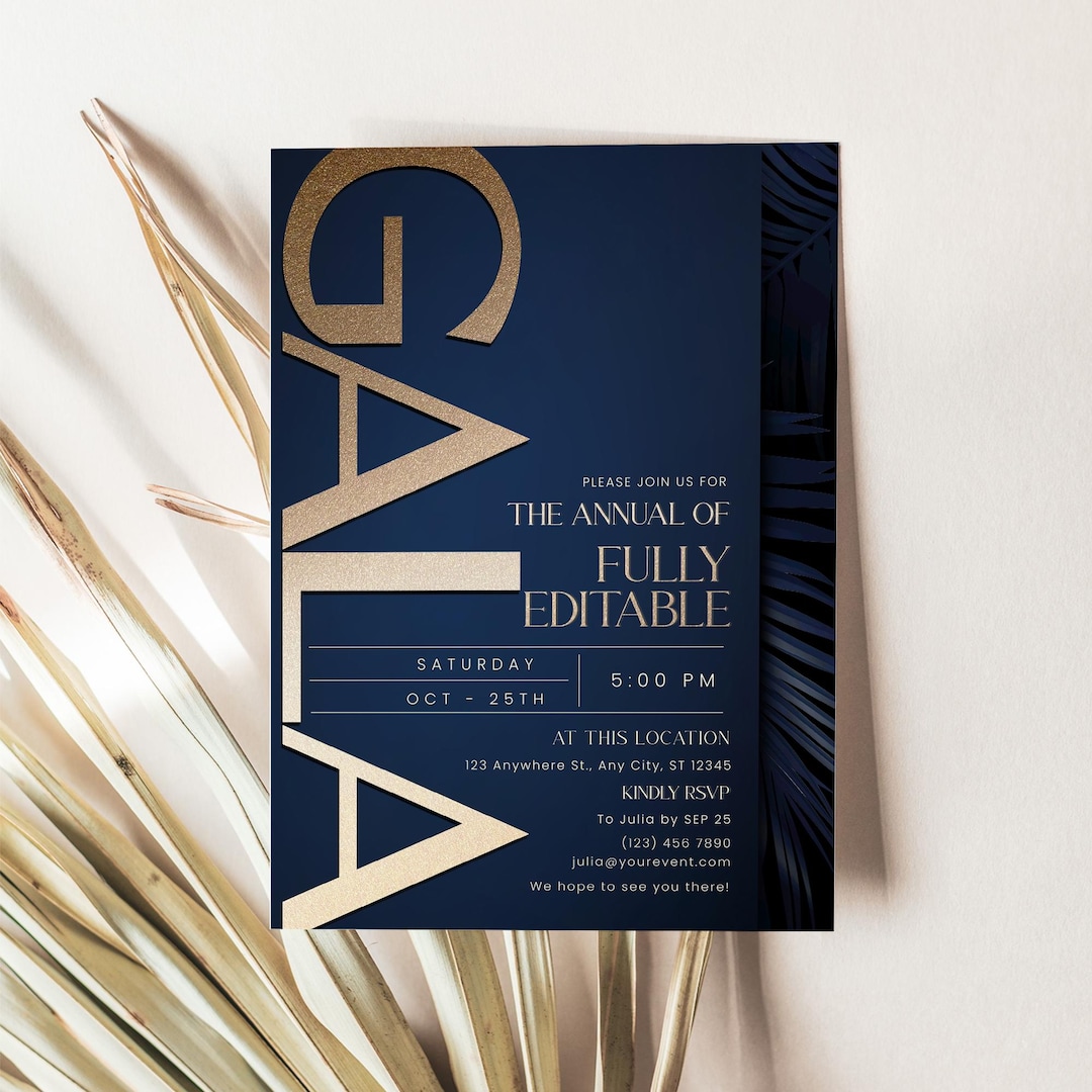 Navy & Gold Gala Invitation Template: Corporate Event (digital Download ...