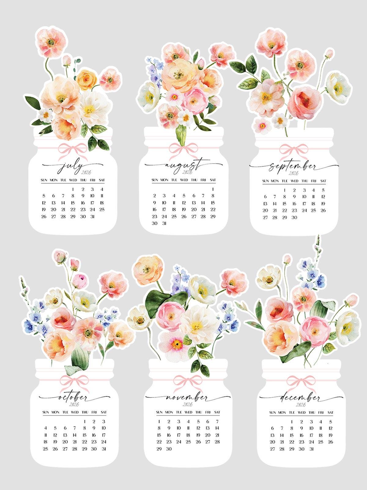 2026 Printable Floral Desk Calendar SVG/PNG/PDF | Watercolor Spring ...