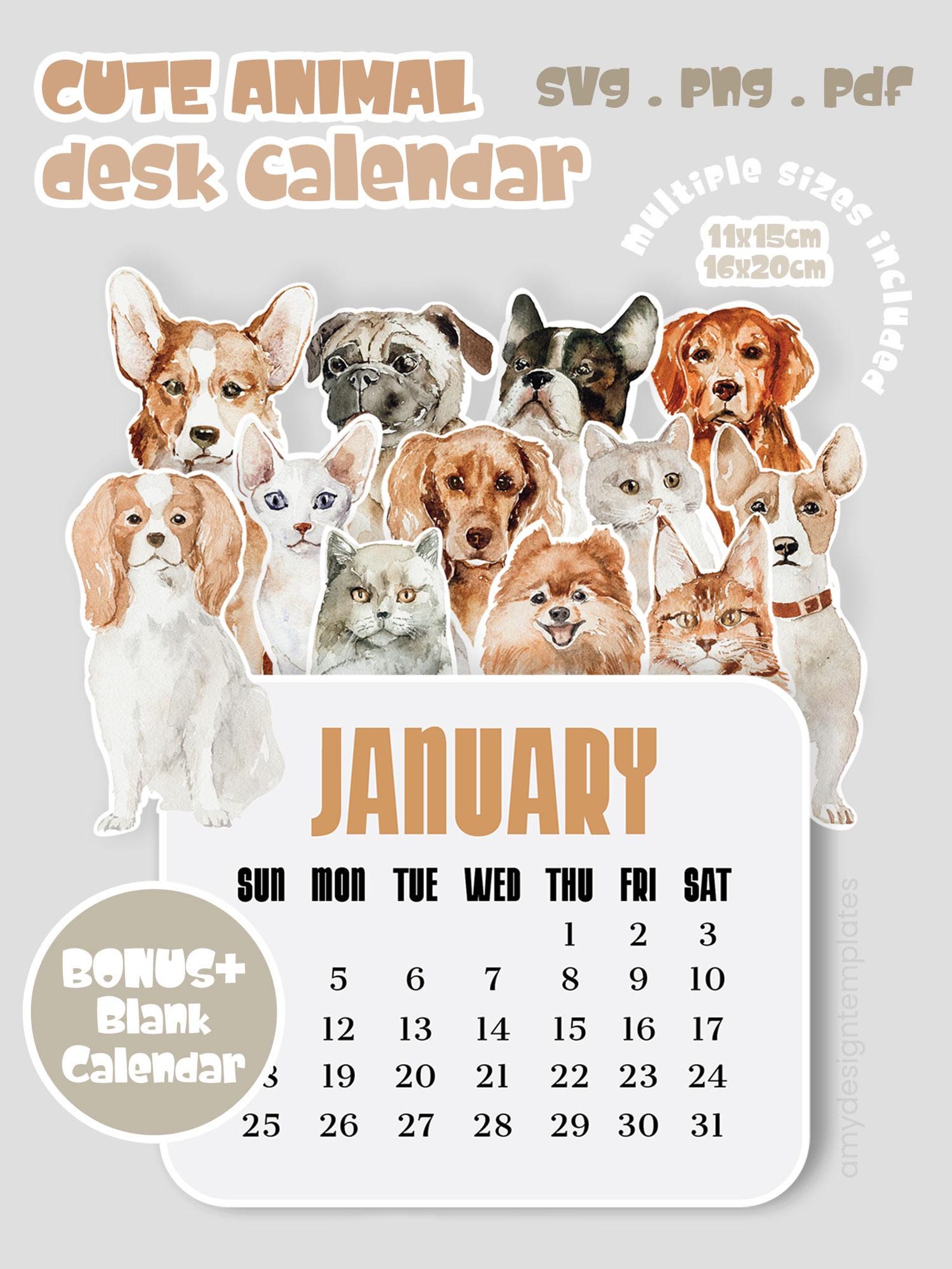 2026 Animal Calendar Printable - Cute Dog and Cat Monthly Planner ...