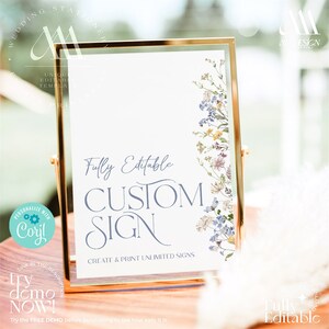 Wildflower Custom Table Sign Template, Printable Signs, Wedding Table ...
