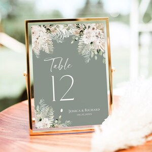 Sage Greenery Wedding Table Number Card (digital Download) D024 - Etsy