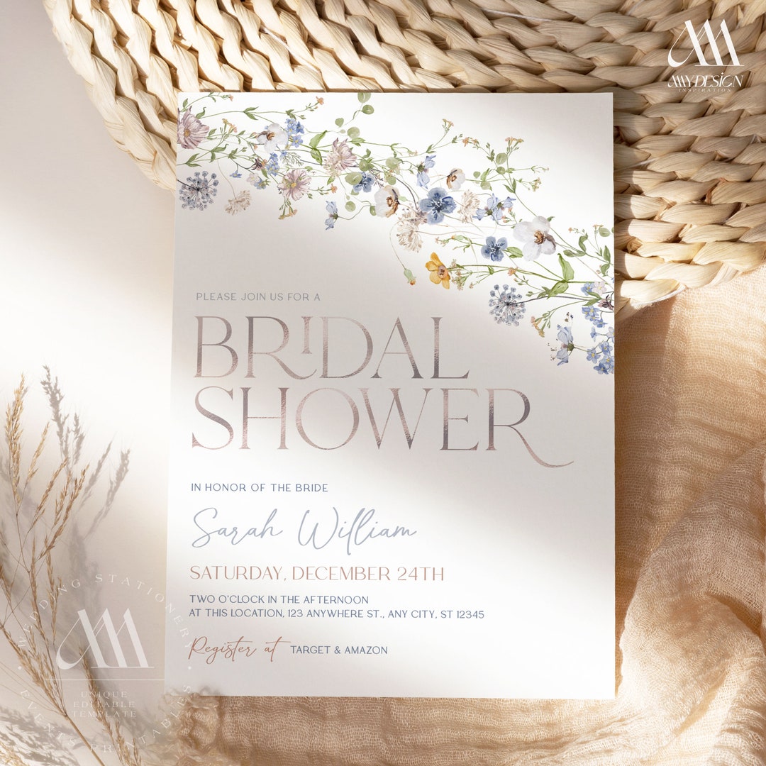 Wildflower Bridal Shower Invitation Template: Garden Brunch (digital ...