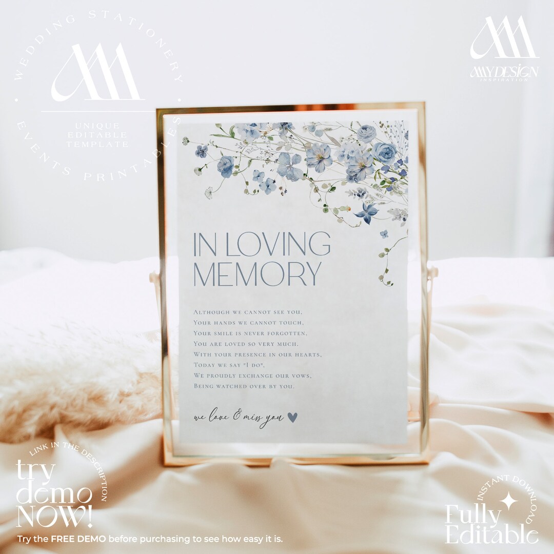 In Loving Memory Wedding Sign, Wildflower Wedding Memorial Sign, Memory ...