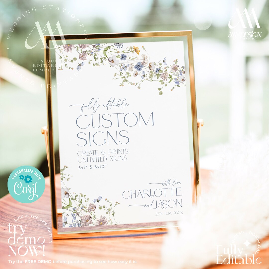 Wildflower Wedding Table Signs Template, Printable Signs, Wildflower ...
