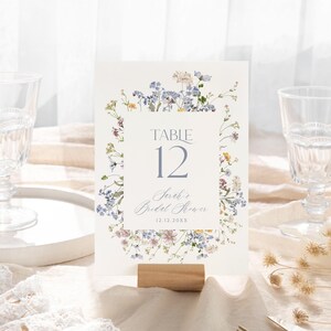 Wildflower Bridal Shower Table Numbers Printable, Wild Flower Table ...
