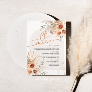 Boho Menu Template Orange Boho Bridal Shower Menu Desert - Etsy