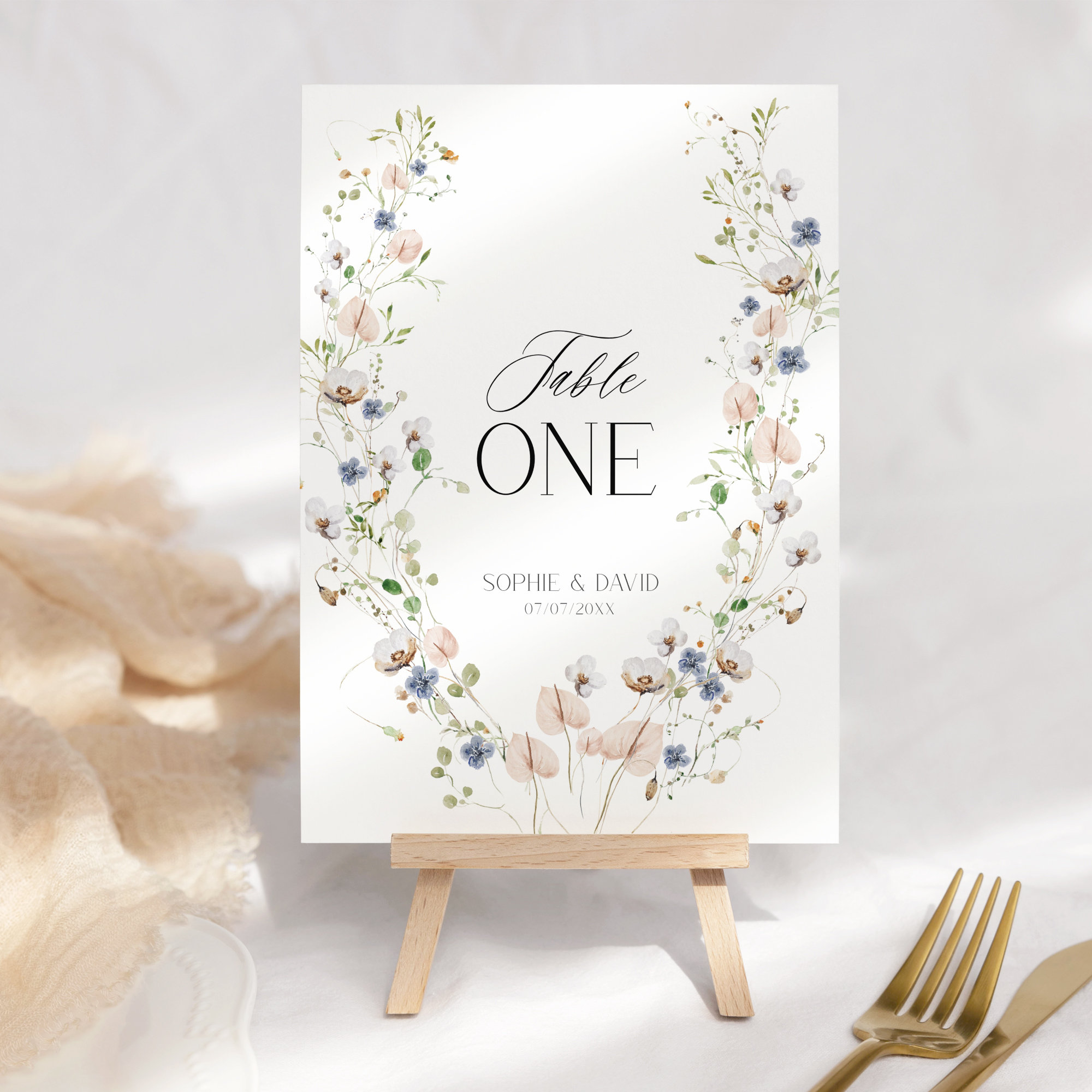 Wildflower Table Number Sign Template: Editable Botanical Design ...
