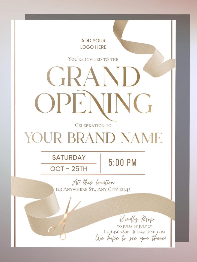 Grand Opening Flyer Template Invitation, Business Launch Card, Editable ...