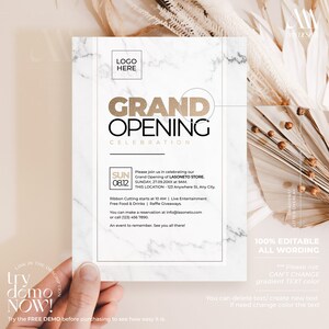 Minimalist Modern Grand Opening Invitation Editable Template, Launch ...