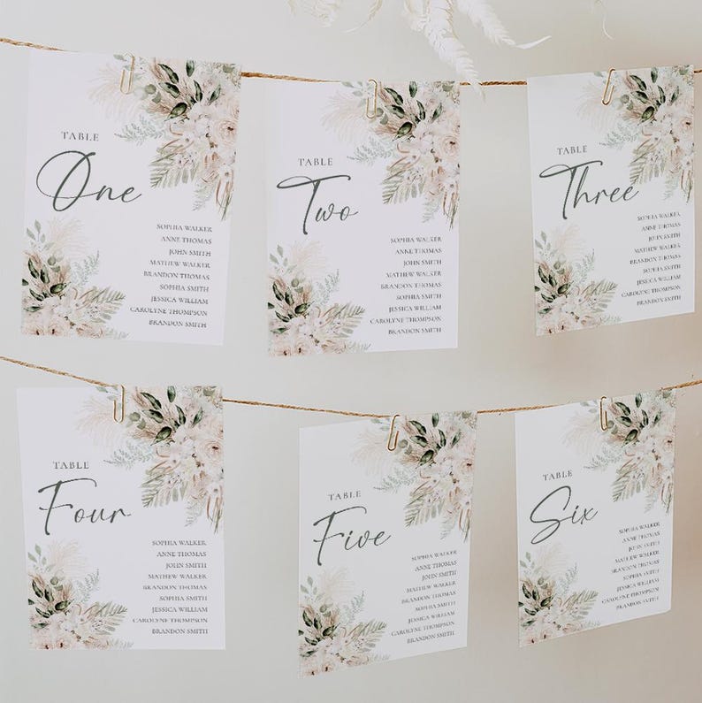 Boho Greenery Wedding Seating Chart Template (digital Download) D024 - Etsy
