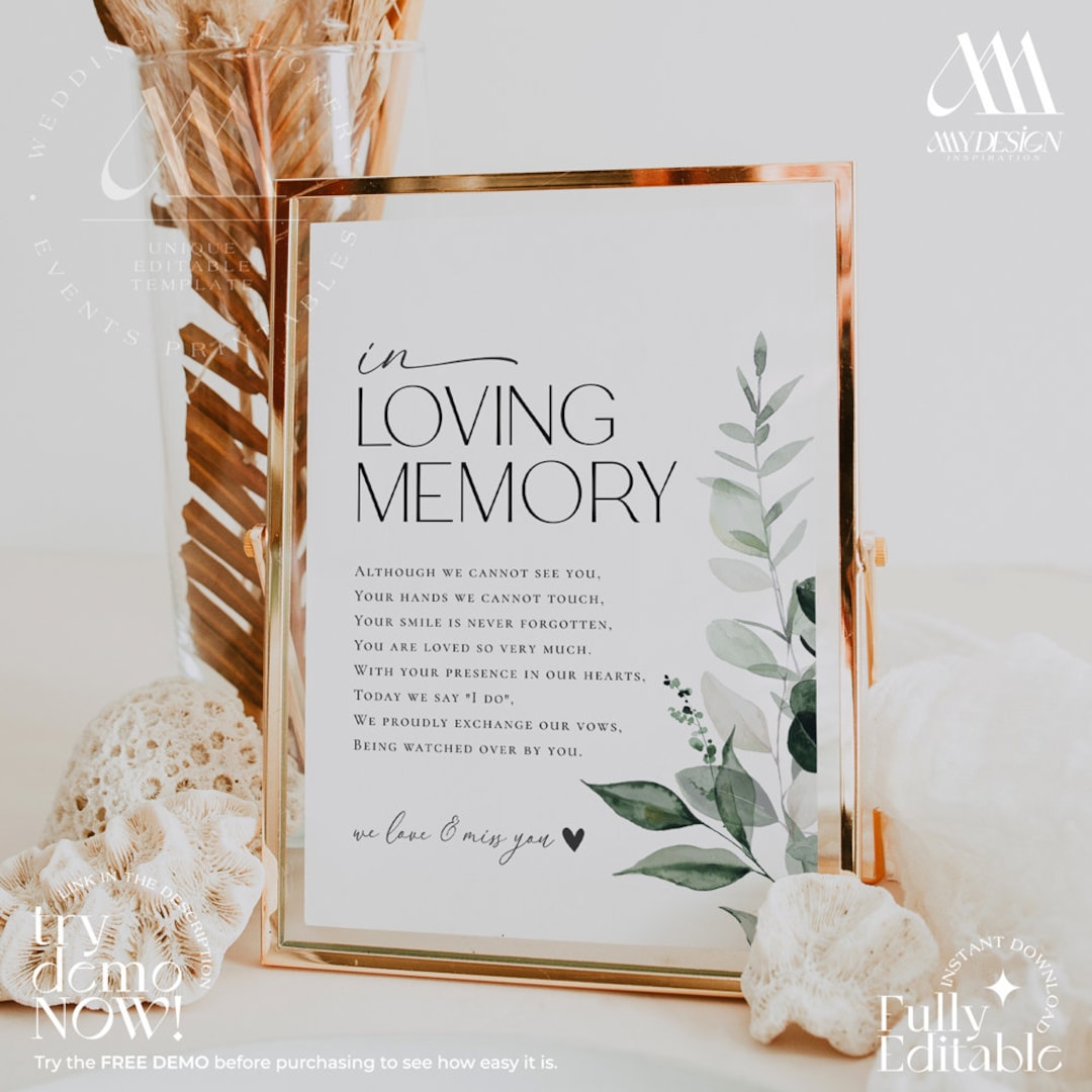 In Loving Memory Wedding Sign Template, Modern Wedding Memory Sign ...