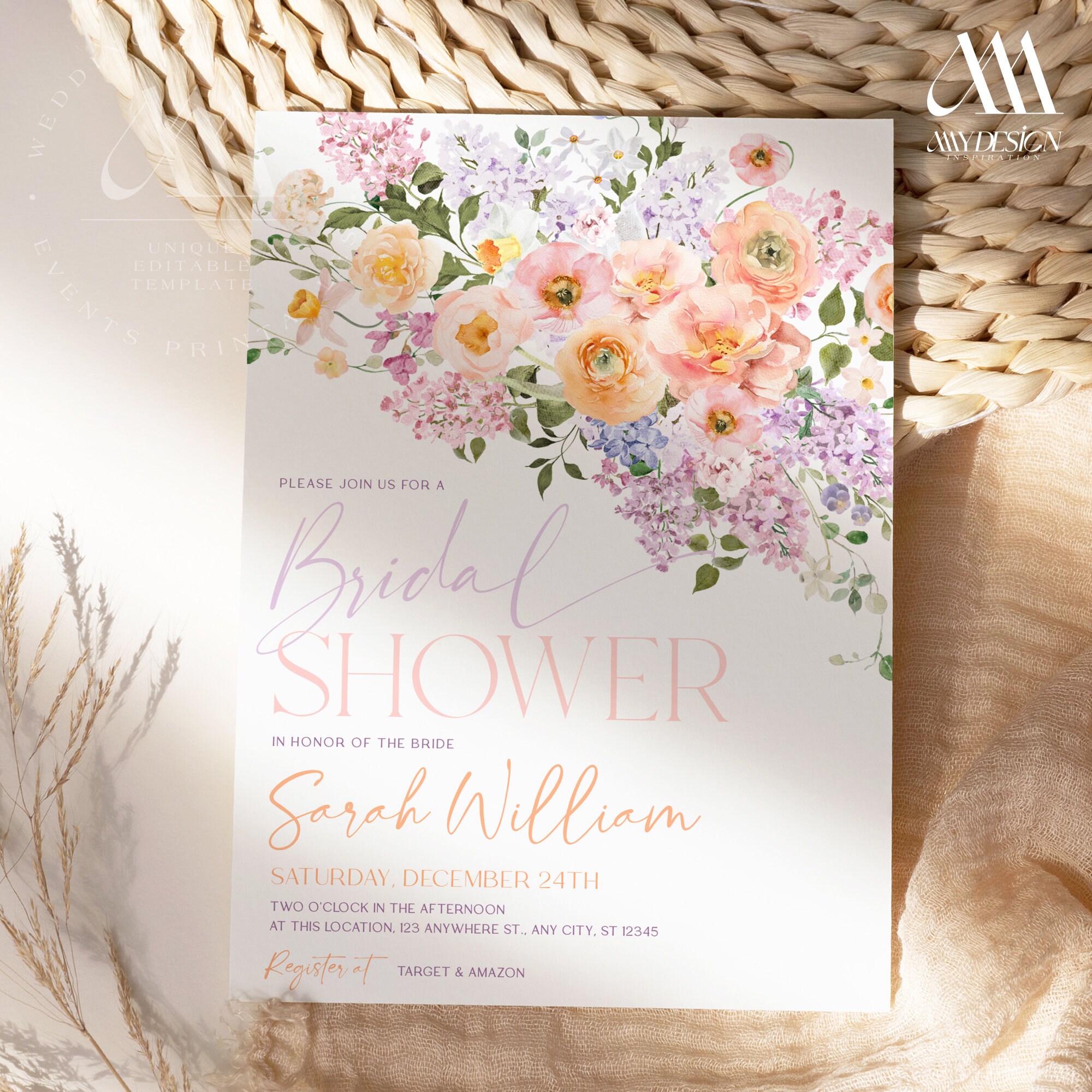 Floral Bridal Shower Invitation: Spring Garden Brunch (digital Download ...