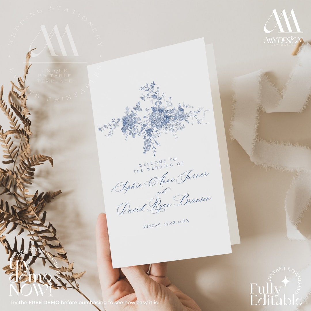 Catholic Wedding Program Template Something Blue Wedding - Etsy