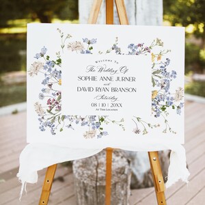 Modern Wildflower Wedding Bundle, Minimalist Wedding Signs Template ...