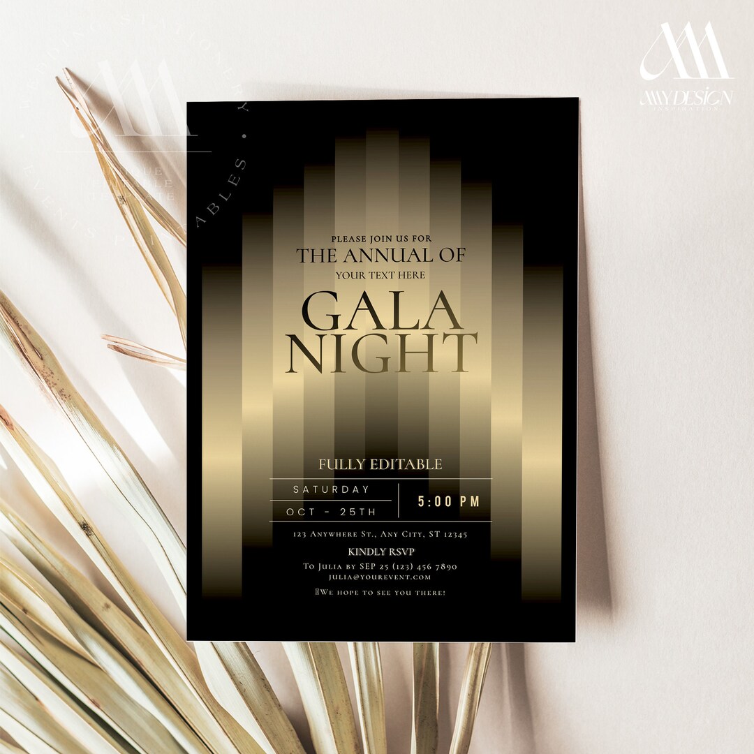 Gala Invitation Template, Business Invitation Template, Editable Dinner ...