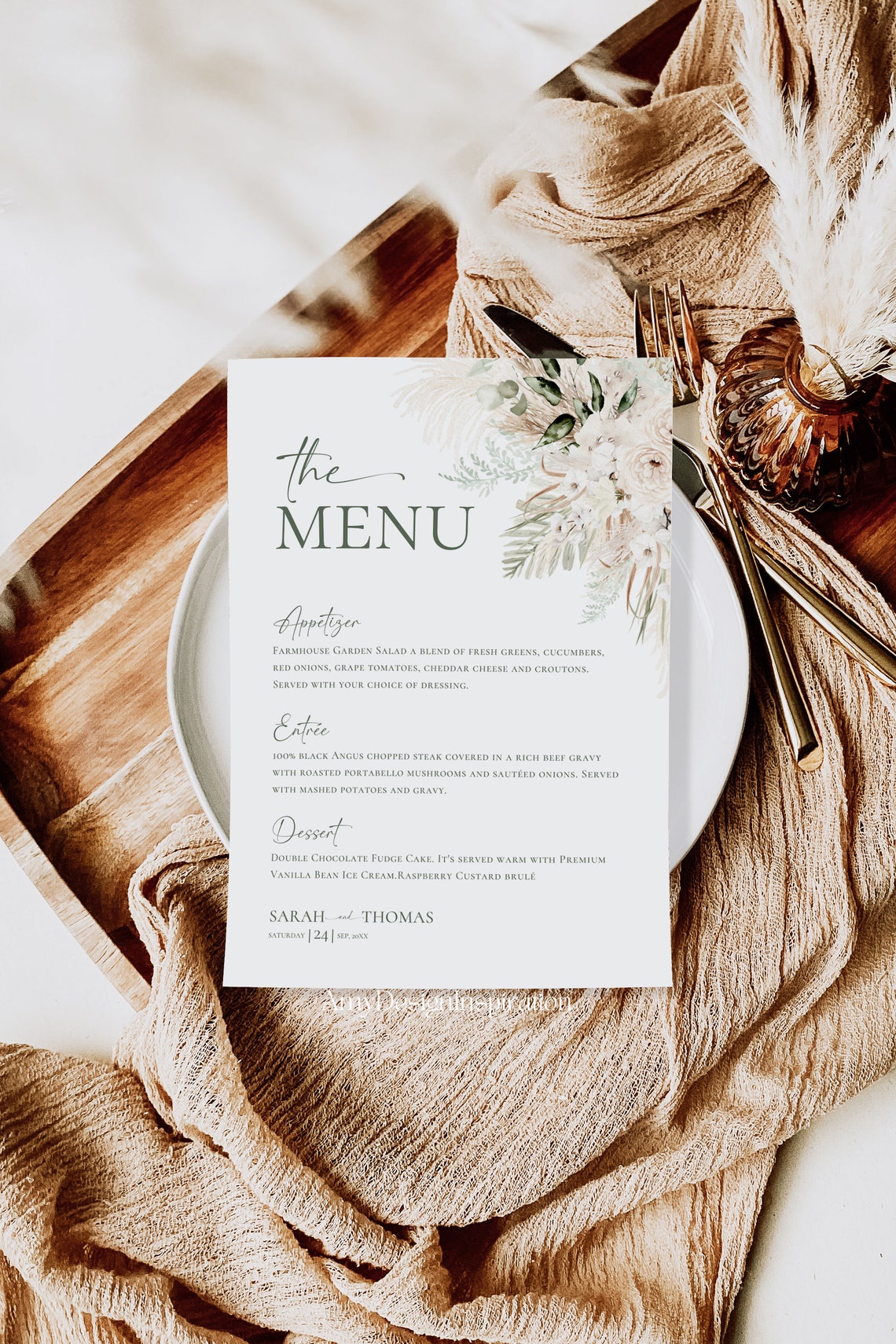 Sage Green Wedding Menu Modern Boho Green Menu Template Boho - Etsy