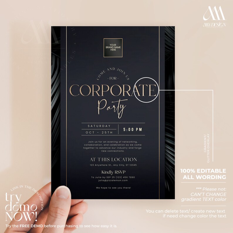 Corporate Party Invitation Download Dinner Party Invitation - Etsy