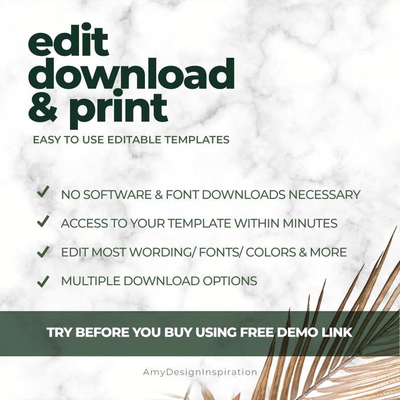 Emerald Greenery Dinner Party Invitation & Menu Template (canva Edit ...