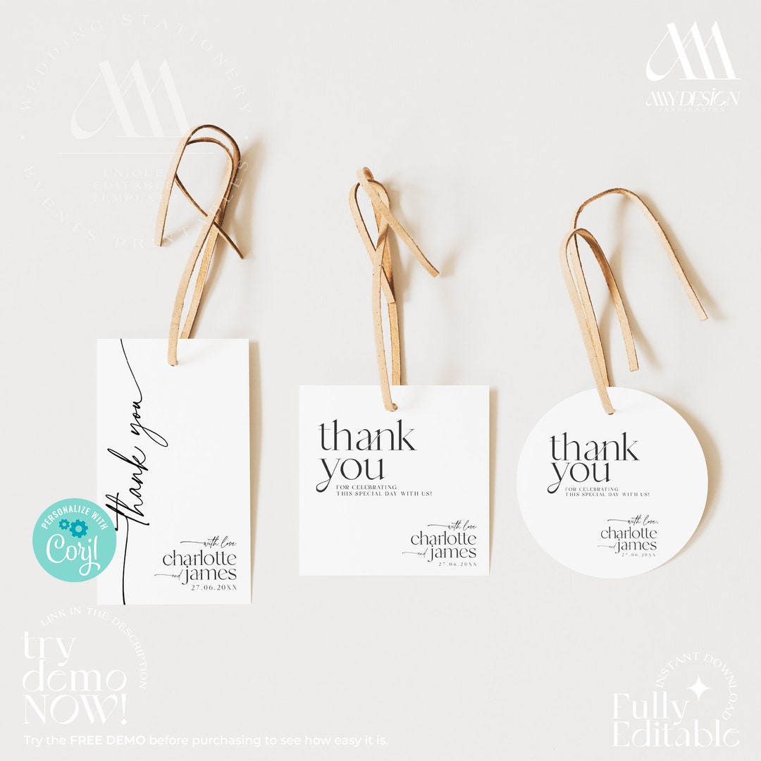 Minimalist Wedding Favor Tag Template, Modern Wedding Tag, Gift Tag ...