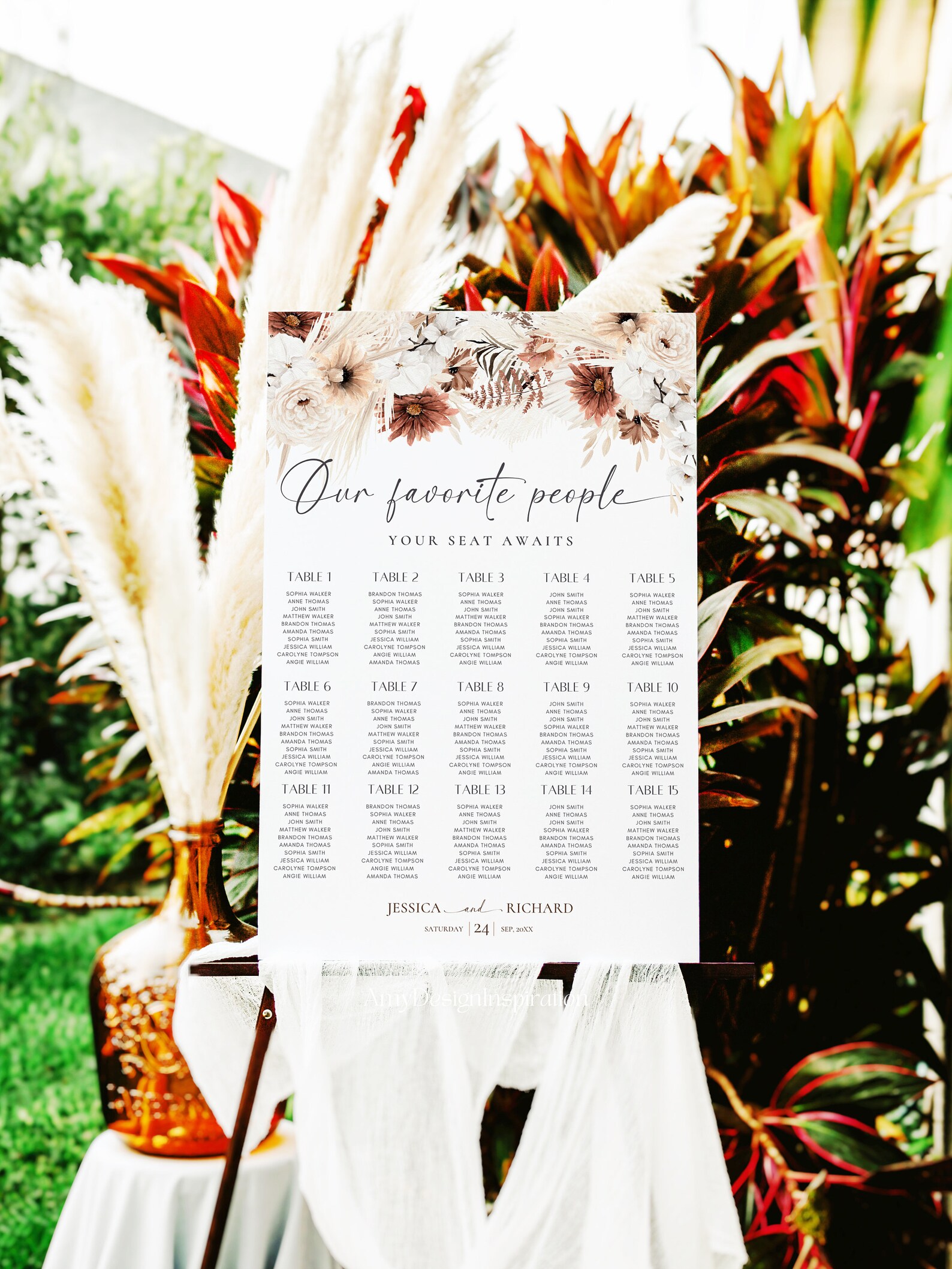Boho Seating Chart Wedding Template Table Seating Chart Take - Etsy