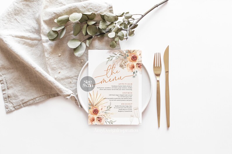 Boho Menu Template Orange Boho Bridal Shower Menu Desert - Etsy
