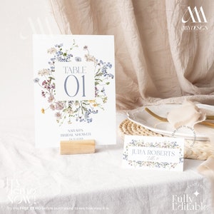 Wildflower Bridal Shower Table Numbers Printable, Wild Flower Table ...