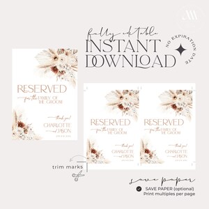 Boho Reserved Sign Template Bohemian Wedding Reserved Sign - Etsy