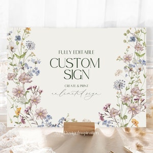 Wildflower Custom Sign Template Editable Floral Personalized - Etsy