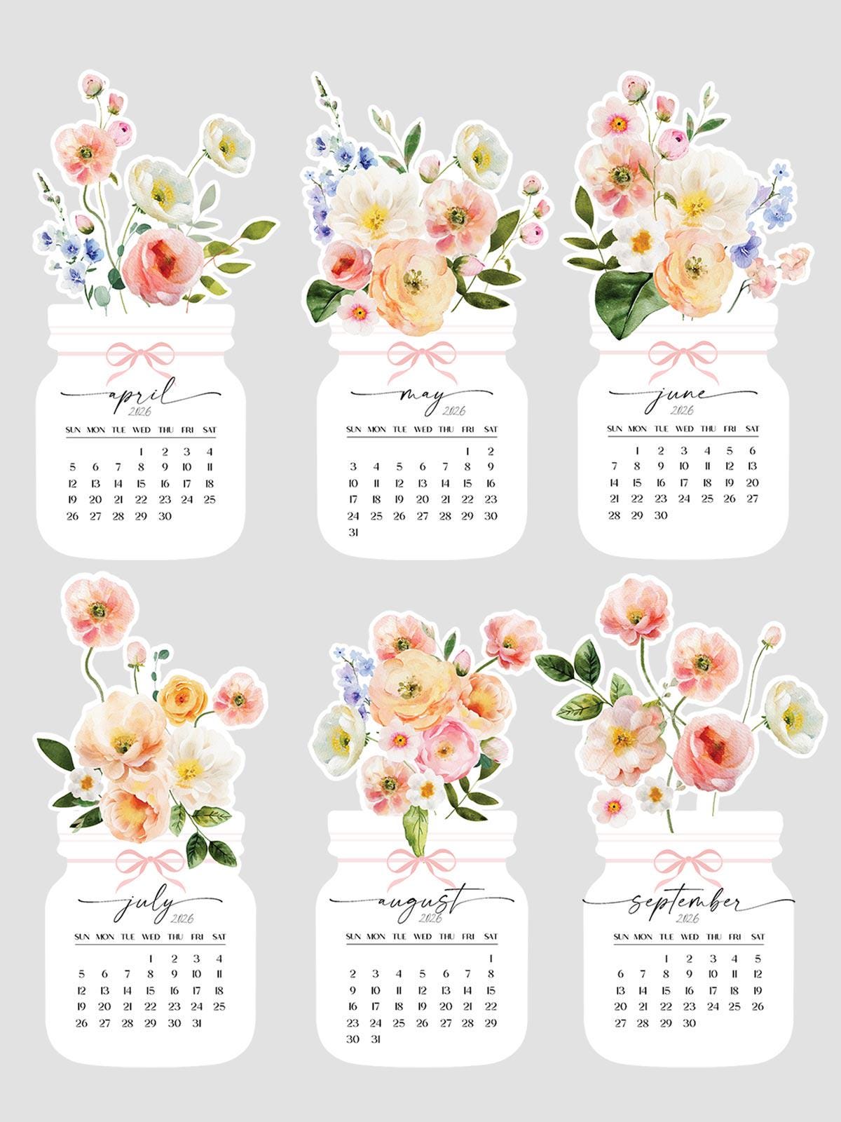 2026 Printable Floral Desk Calendar SVG/PNG/PDF | Watercolor Spring ...