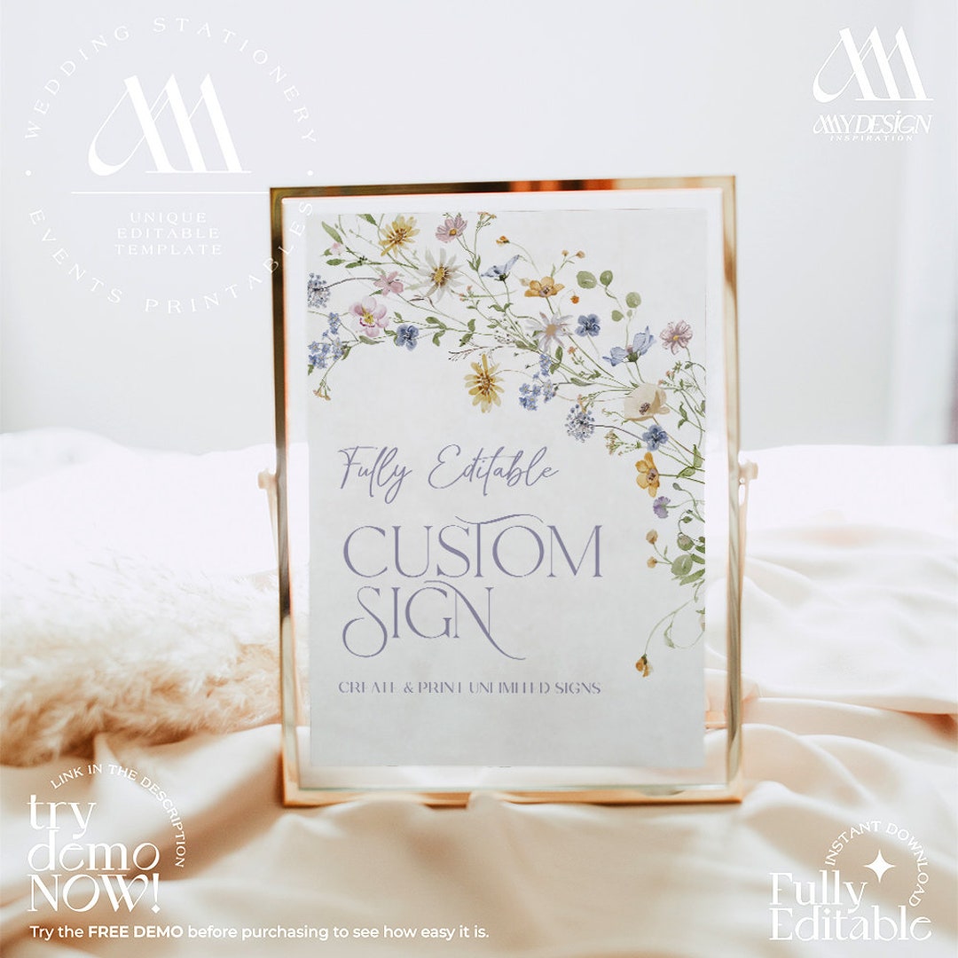 Custom Party Sign Template, Gift Table Sign, Printable Signs, Wedding ...