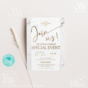 Business Invitation Template, Editable Dinner Party Invitation ...