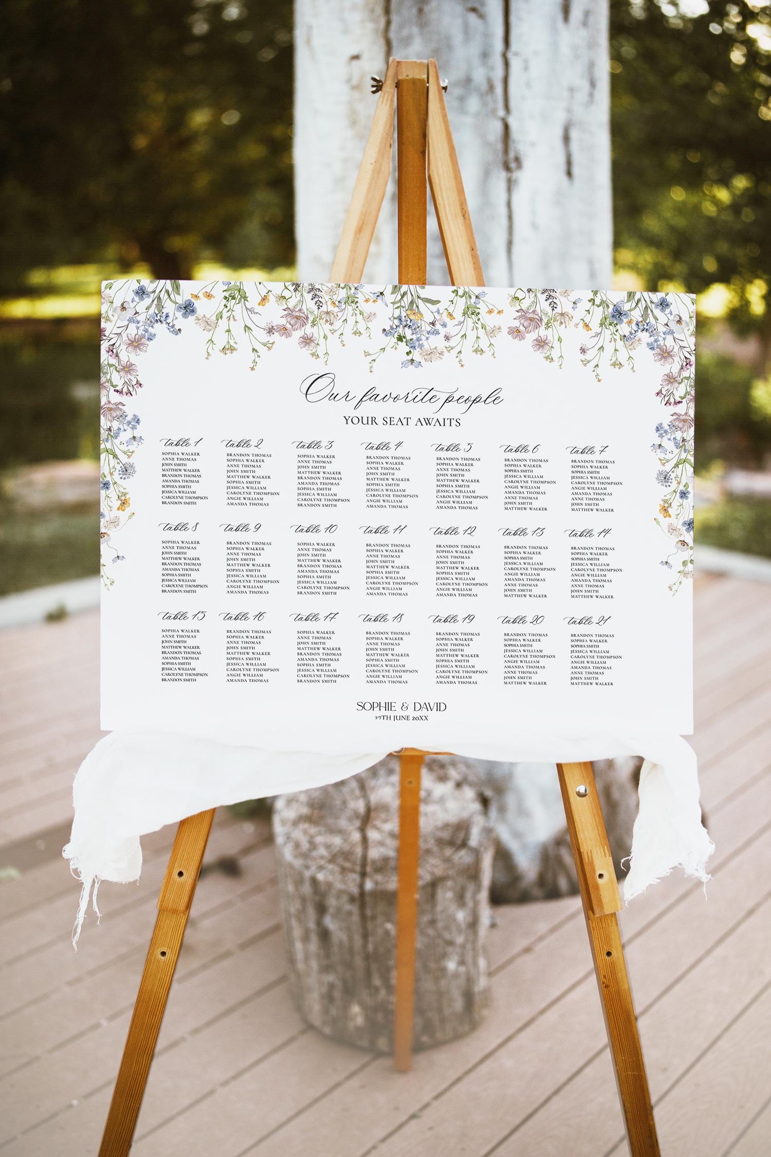 Wildflower Wedding Seating Chart Template: Minimalist Table Sign ...