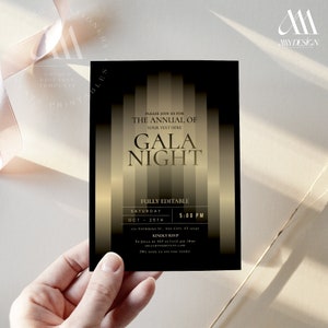 Gala Invitation Template, Business Invitation Template, Editable Dinner ...