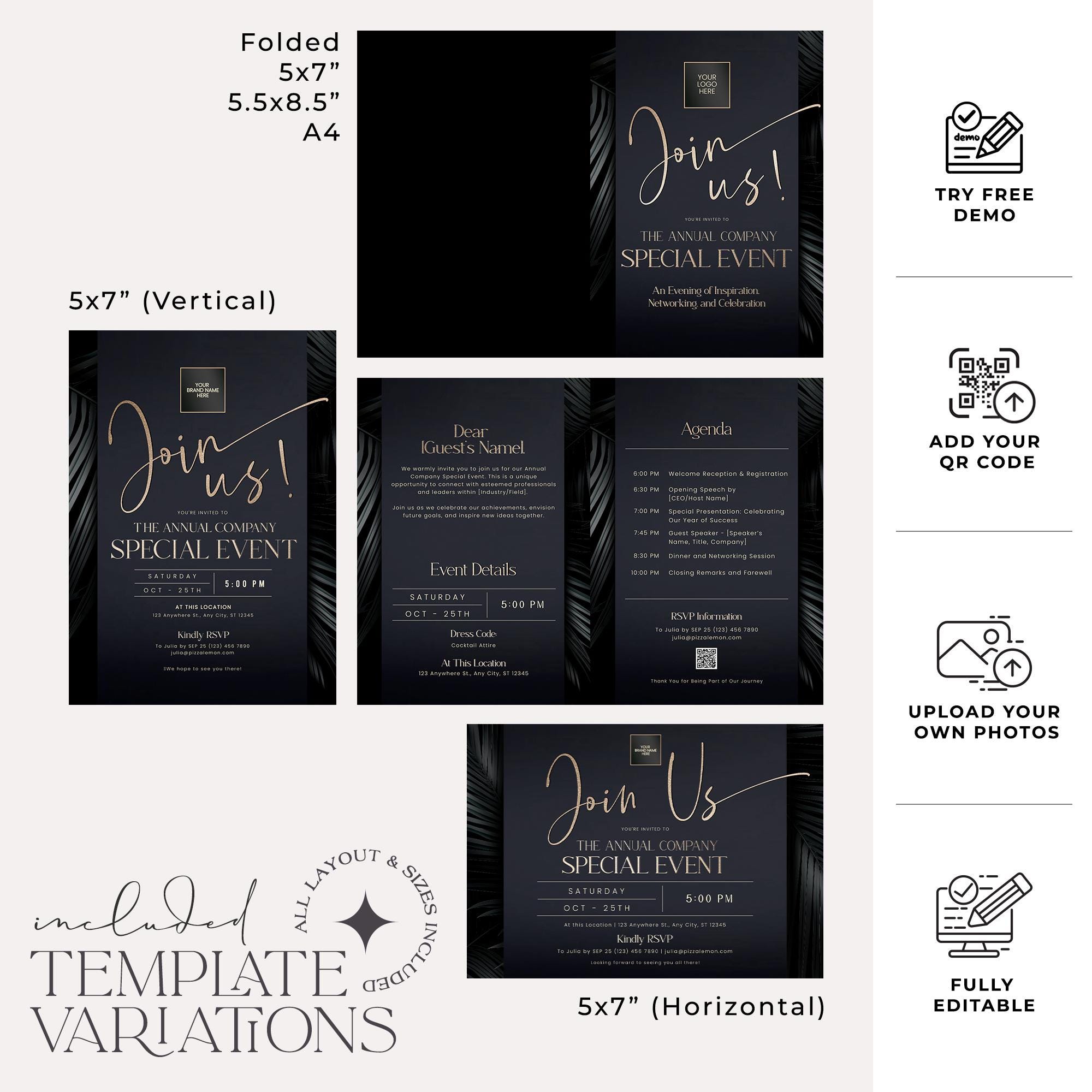 Dinner Party Invitation Template, Business Invitation Cards Printable ...