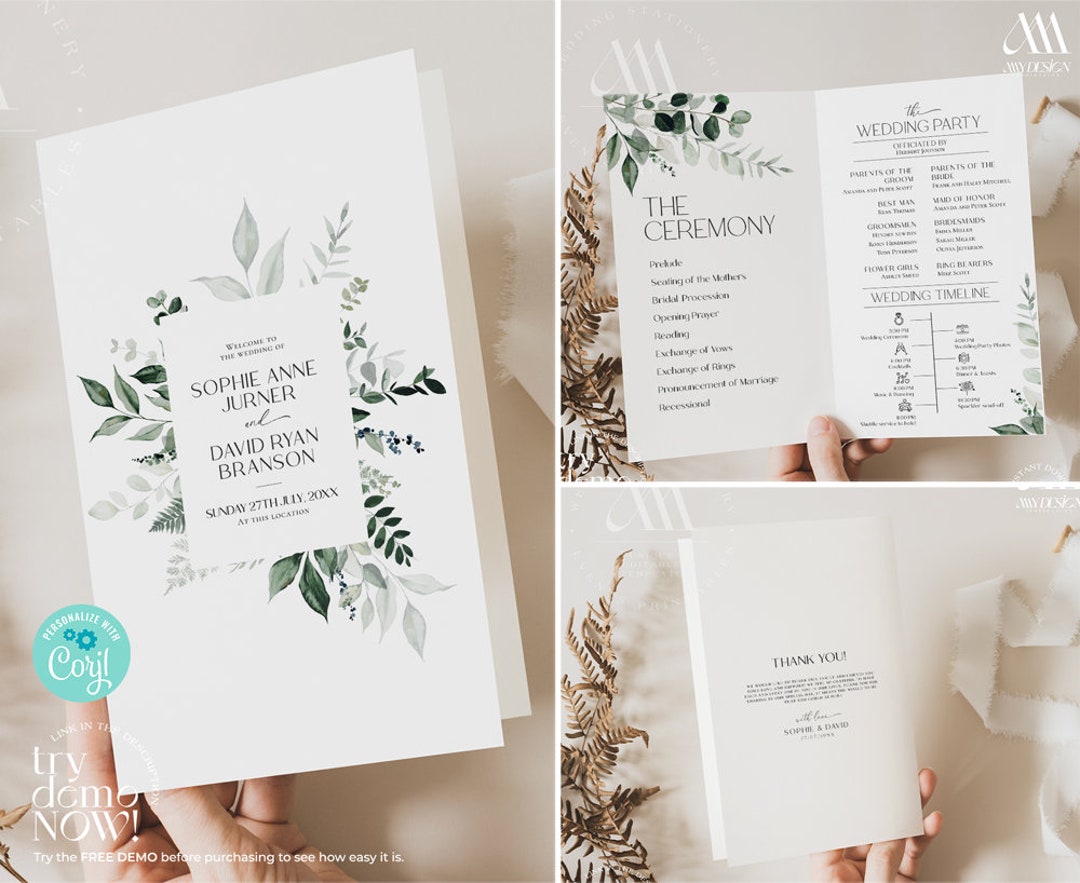 Catholic Wedding Program Template, Ceremony Programs Template, Modern ...