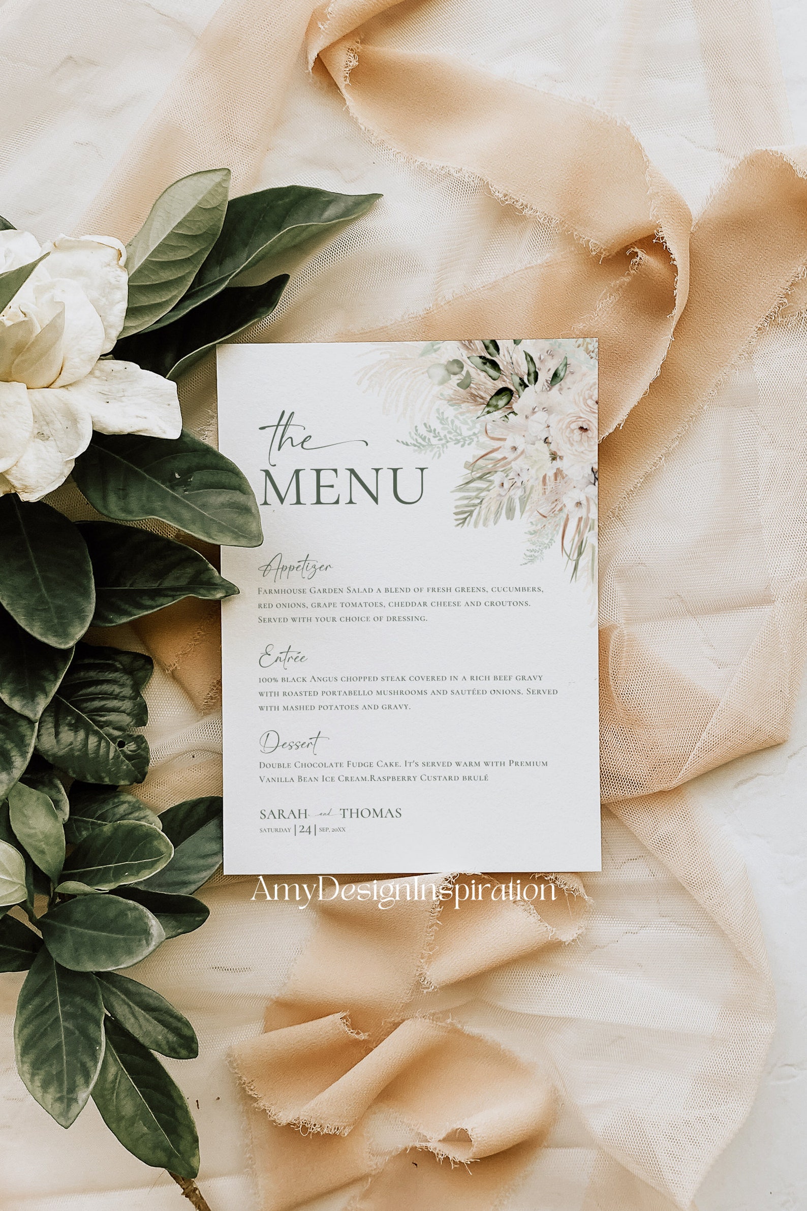 Sage Green Wedding Menu Modern Boho Green Menu Template Boho - Etsy