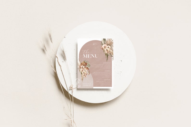 Modern Arched Boho Menu Boho Wedding Menu Template Desert - Etsy