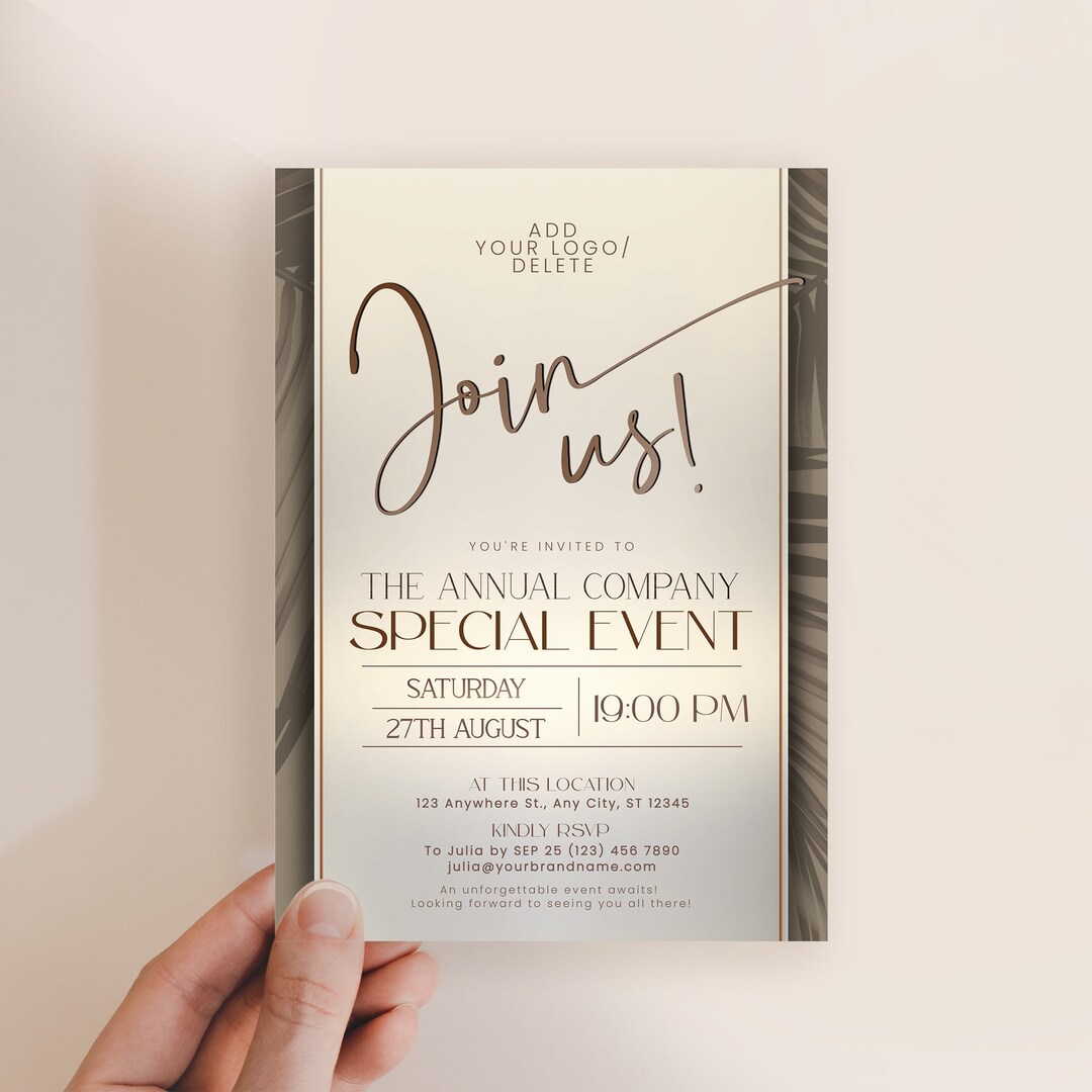 Business Invitation Template, Editable Dinner Party Invitation ...